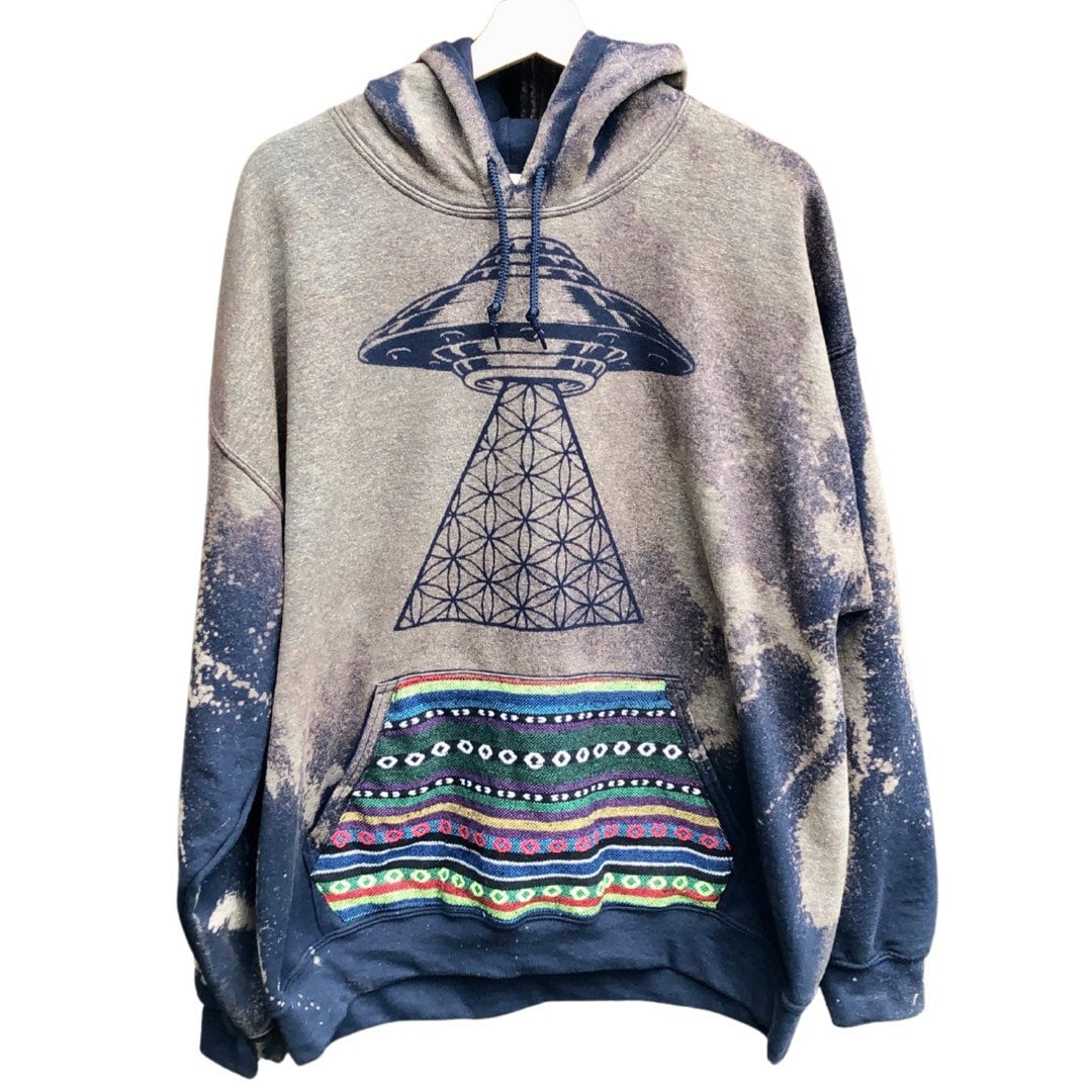 Made to Order Unisex NAVY BLUE UFO Flower of Life Slash Dyed Tribal ...