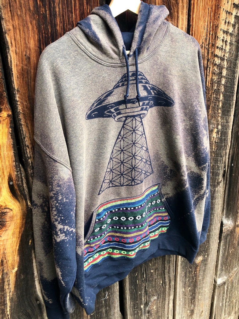 Made to Order Unisex NAVY BLUE UFO Flower of Life Slash Dyed | Etsy