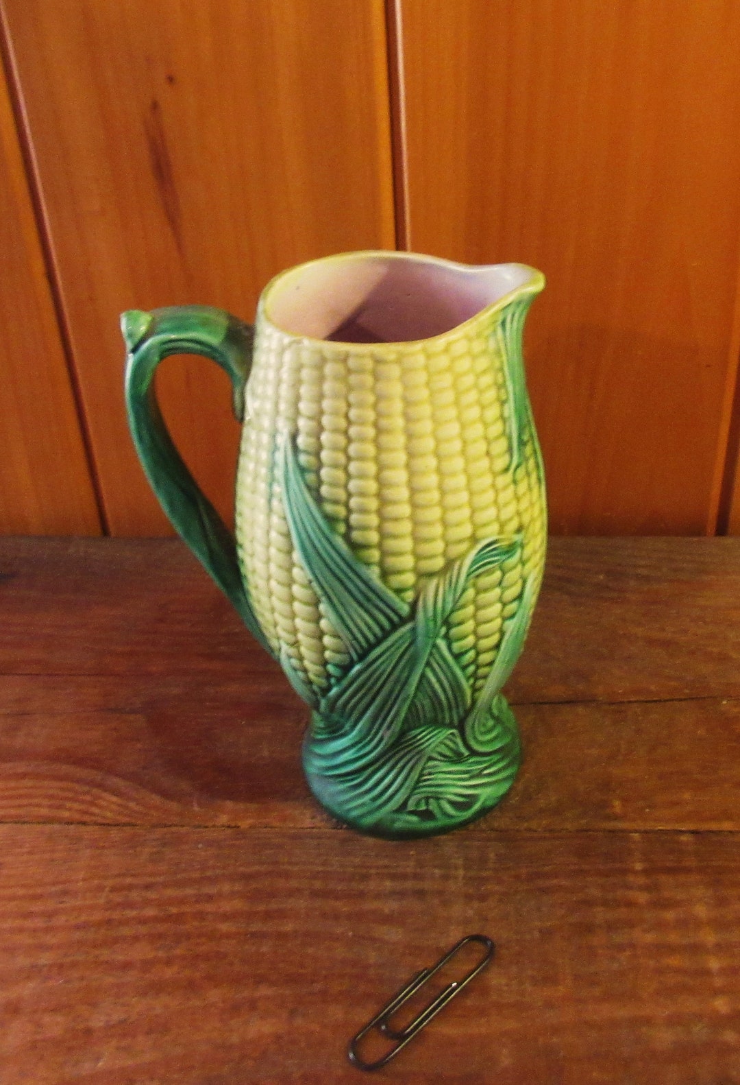 MAJOLICA YELLOW CORN Pitcher, Green Husks, 6-1/2 - Etsy