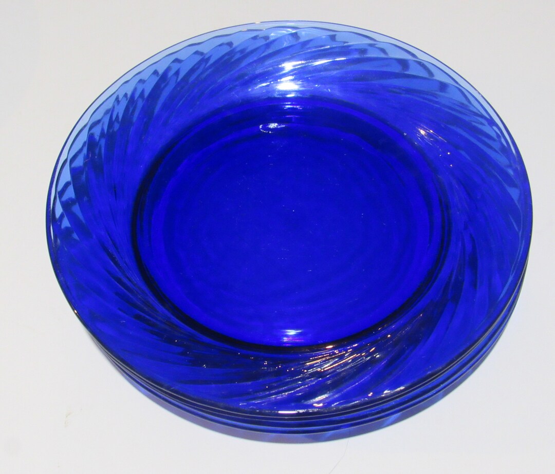 DARK BLUE SWIRL Glass Sandwich or Dessert Plates - Etsy