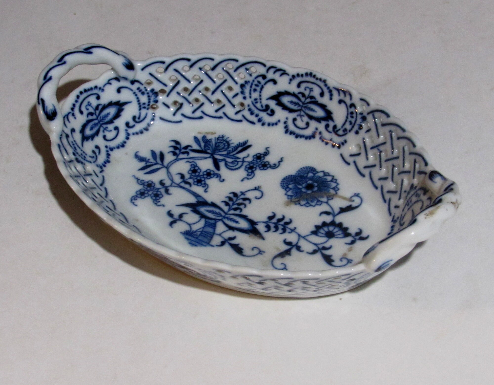 Blue Danube blue onion relish dish with reticulated sides | Etsy