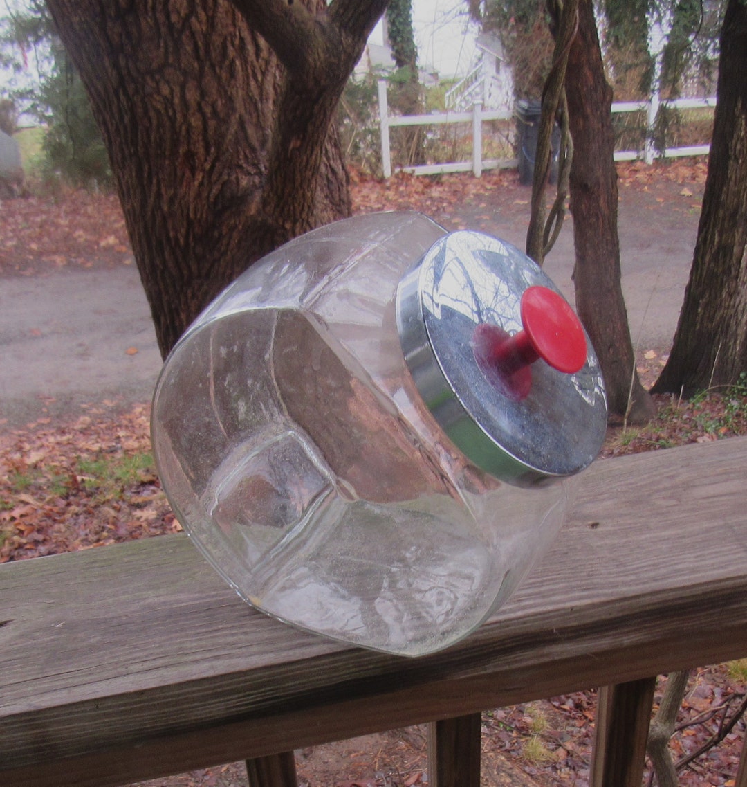 SLANTED STORE JAR, Candy Jar With Chrome Lid - Etsy