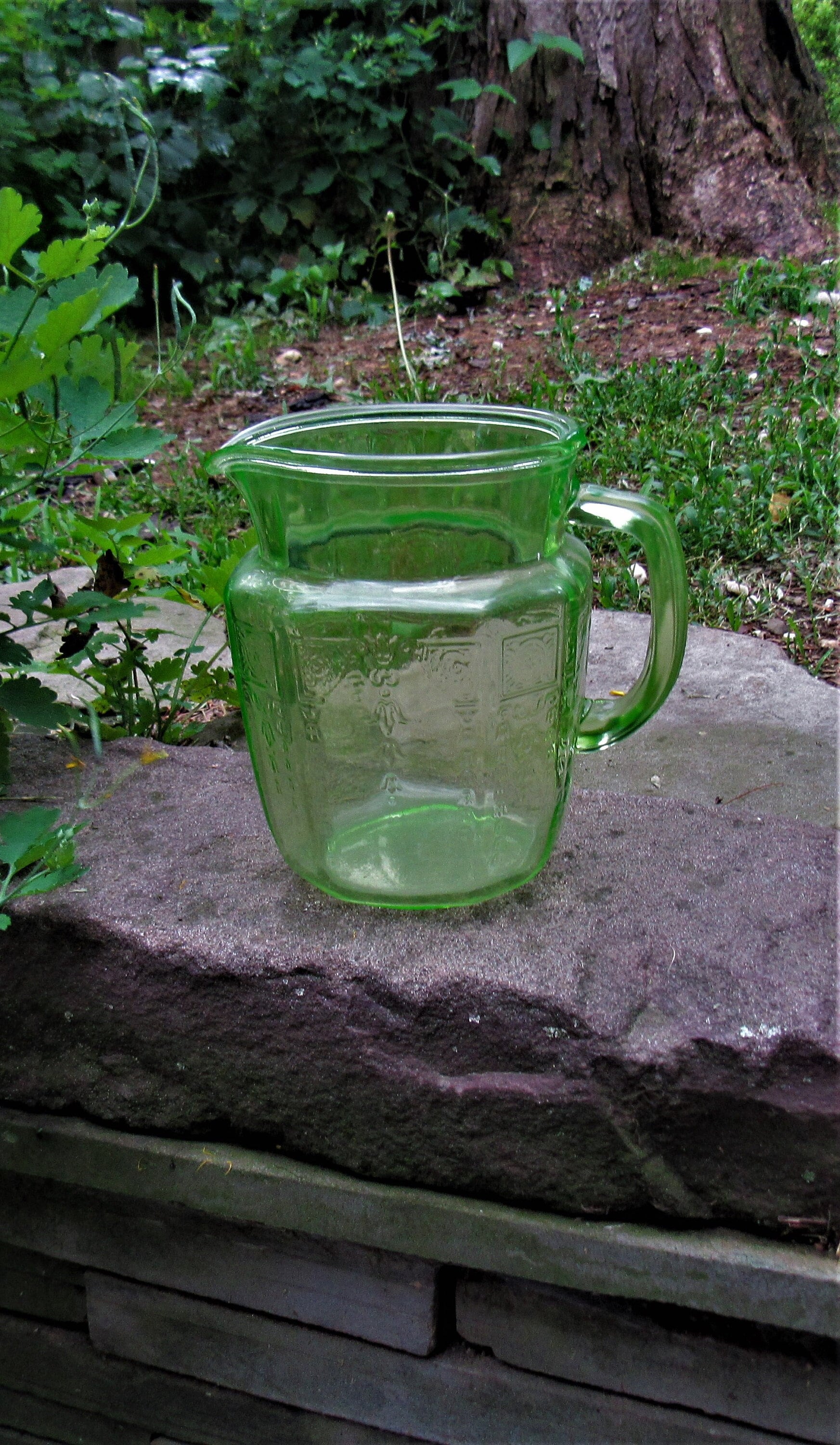 Green Depression Glass Pitcher