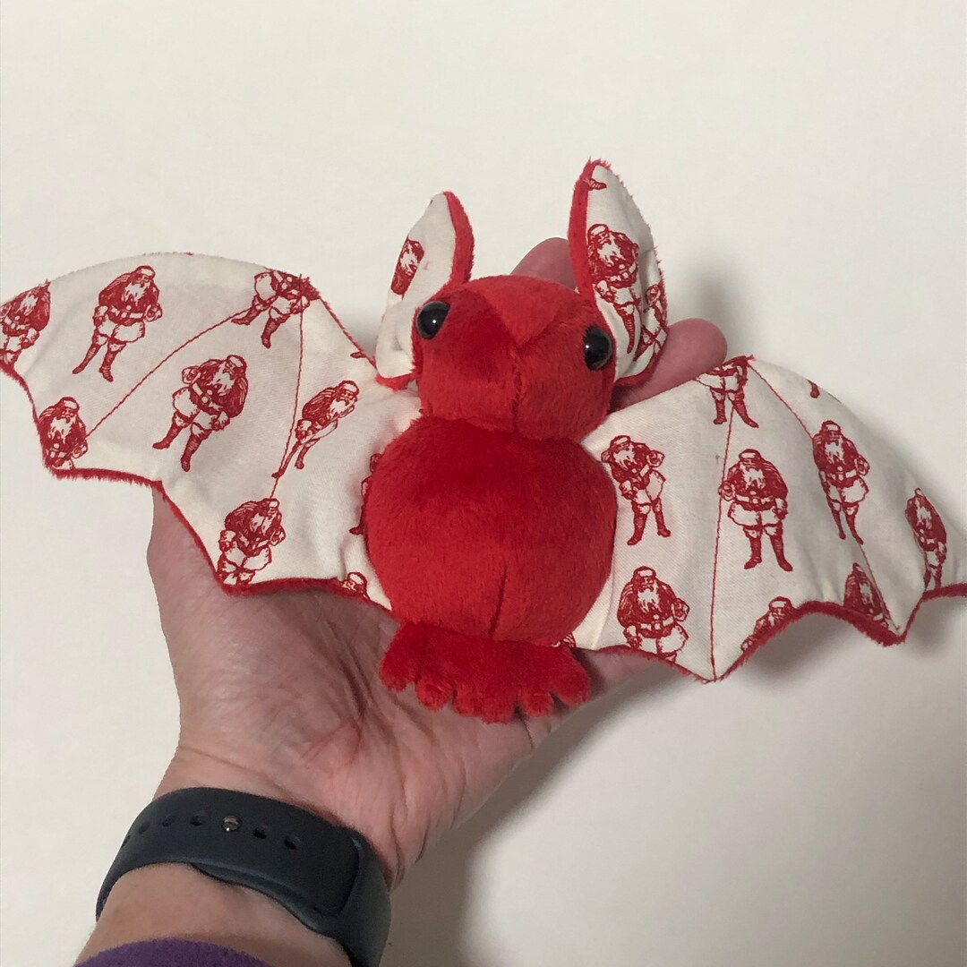 Red Santa Bat Plush, Stuffed Animal, Softie - Etsy