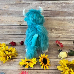Turquoise, Aqua Highland Cow Stuffed Animal, Softie - Etsy