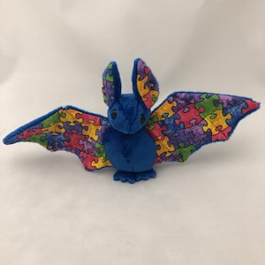 Blue Puzzle Bat Plush, Stuffed Animal, Softie - Etsy