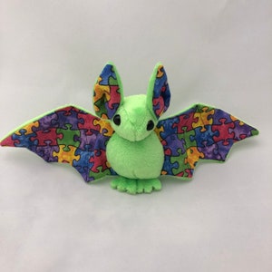 Lime Green Puzzle Bat Plush, Stuffed Animal, Softie - Etsy