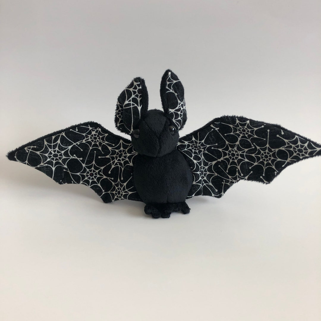 Glow-in-the-dark Spider Web Bat Black Plush, Stuffed Animal, Softie - Etsy
