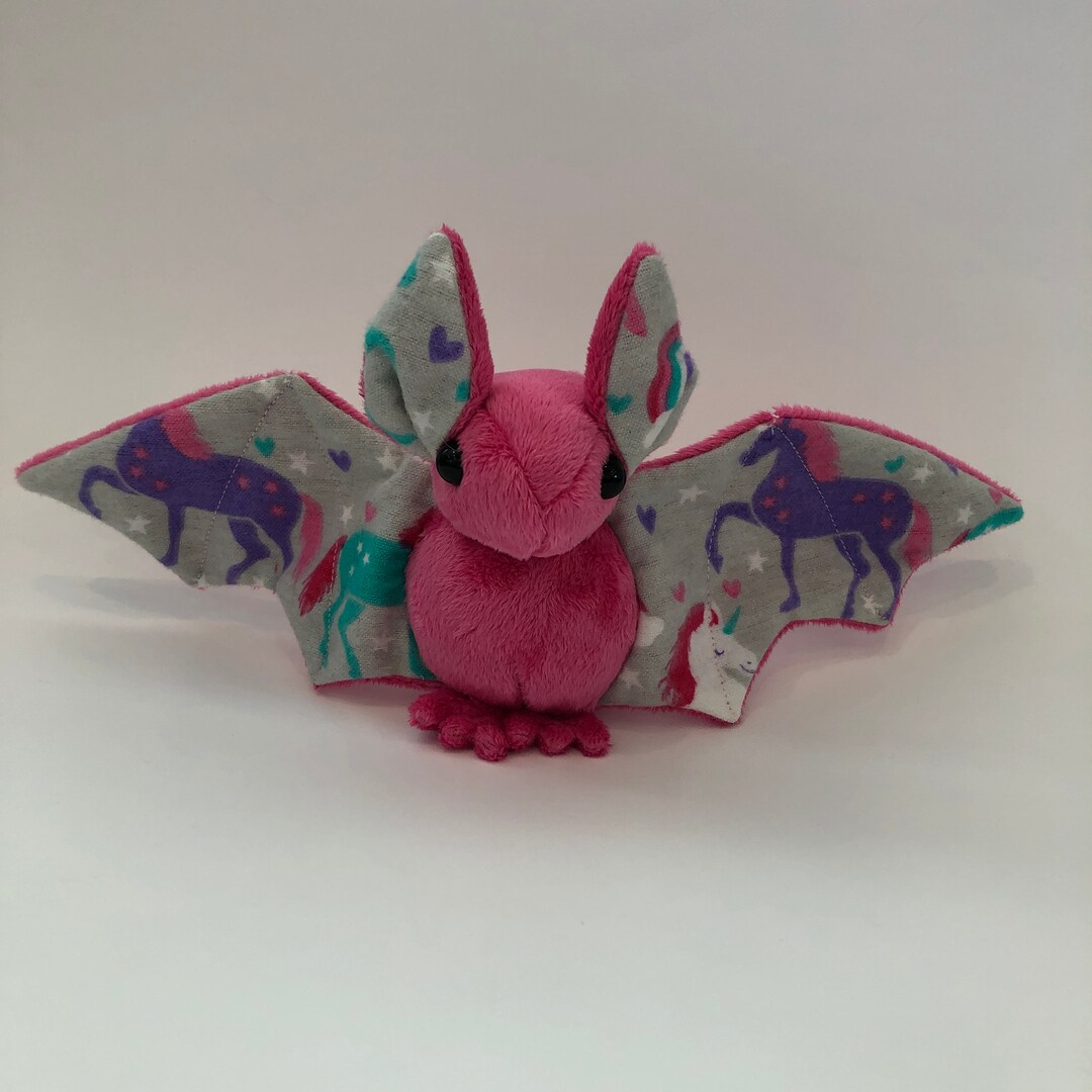 Unicorn Rainbow Pink Bat Plush, Stuffed Animal, Softie - Etsy