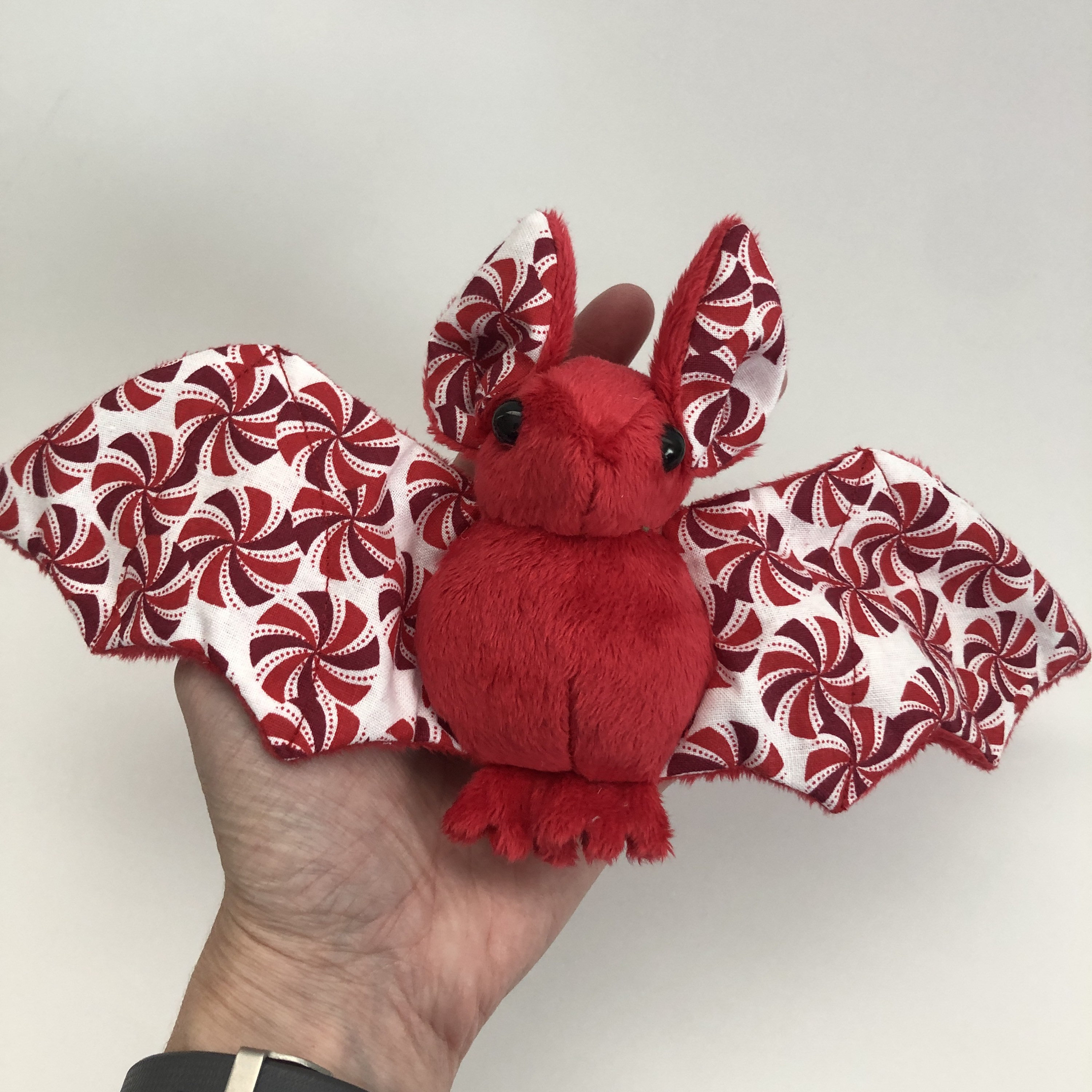 Peppermint Red Bat Plush, Stuffed Animal, Softie - Etsy