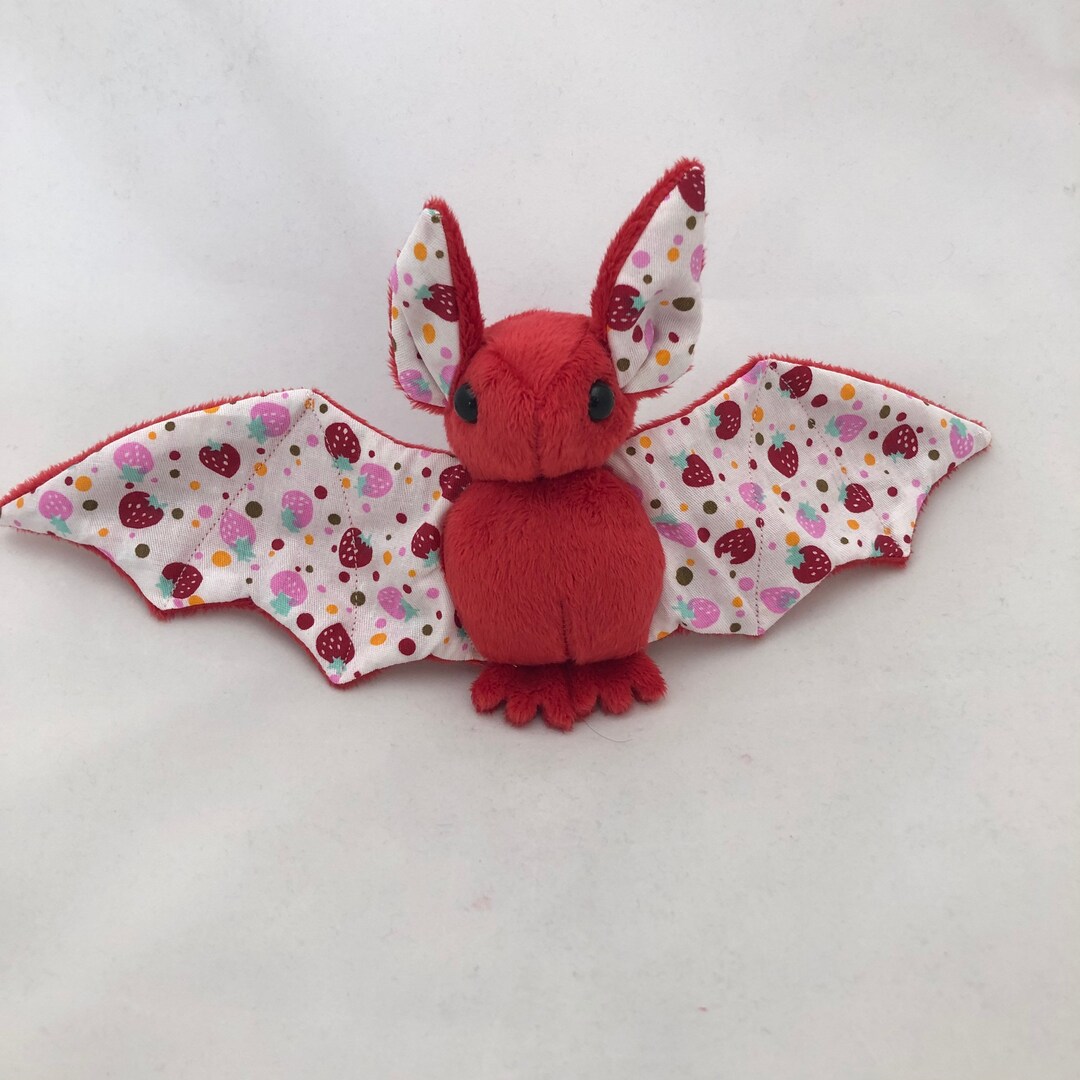 Strawberry Red Bat Plush, Stuffed Animal, Softie - Etsy