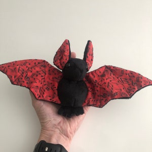 Black Red Music Note Bat Plush Stuffed Animal Softie - Etsy