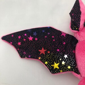 Pink Black Shimmer Stars Bat Plush, Stuffed Animal, Softie - Etsy