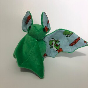 Green Yoshi Bat Plush, Stuffed Animal, Softie, Made From Licensed ...