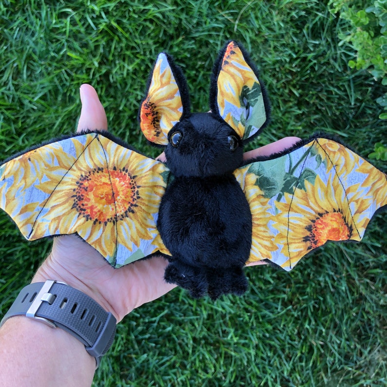 Black Sunflower Bat Plush Stuffed Animal Softie - Etsy