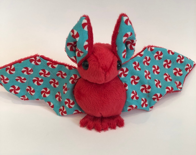 Red Peppermint Bat Plush, Stuffed Animal, Softie - Etsy