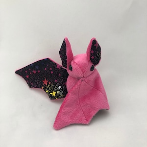 Pink Black Shimmer Stars Bat Plush, Stuffed Animal, Softie - Etsy