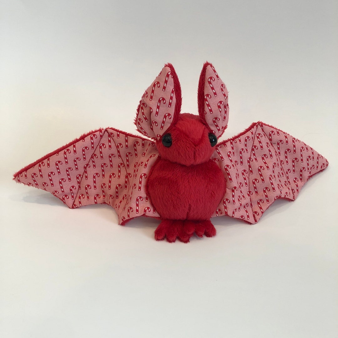 Red Candy Cane Bat Plush, Stuffed Animal, Softie - Etsy