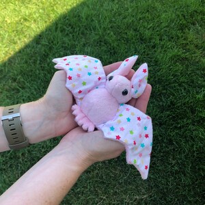 Pink Black Shimmer Stars Bat Plush, Stuffed Animal, Softie - Etsy