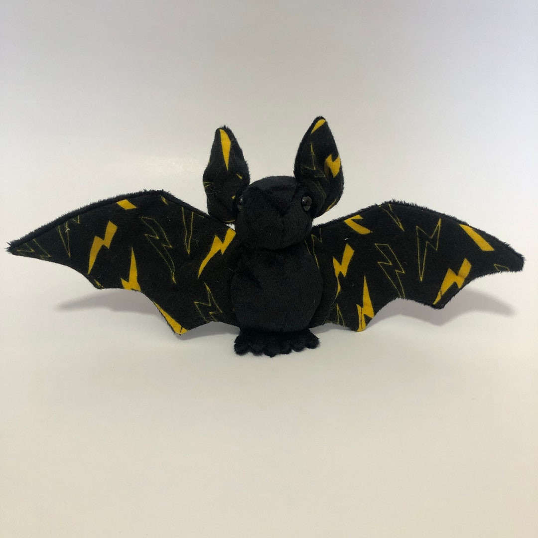 Black Lightning Bolt Bat Plush, Stuffed Animal, Softie - Etsy