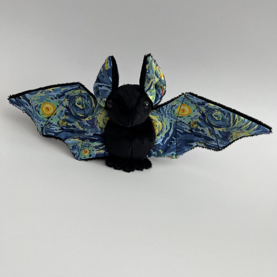 Black Starry Night Bat Plush, Stuffed Animal, Softie - Etsy