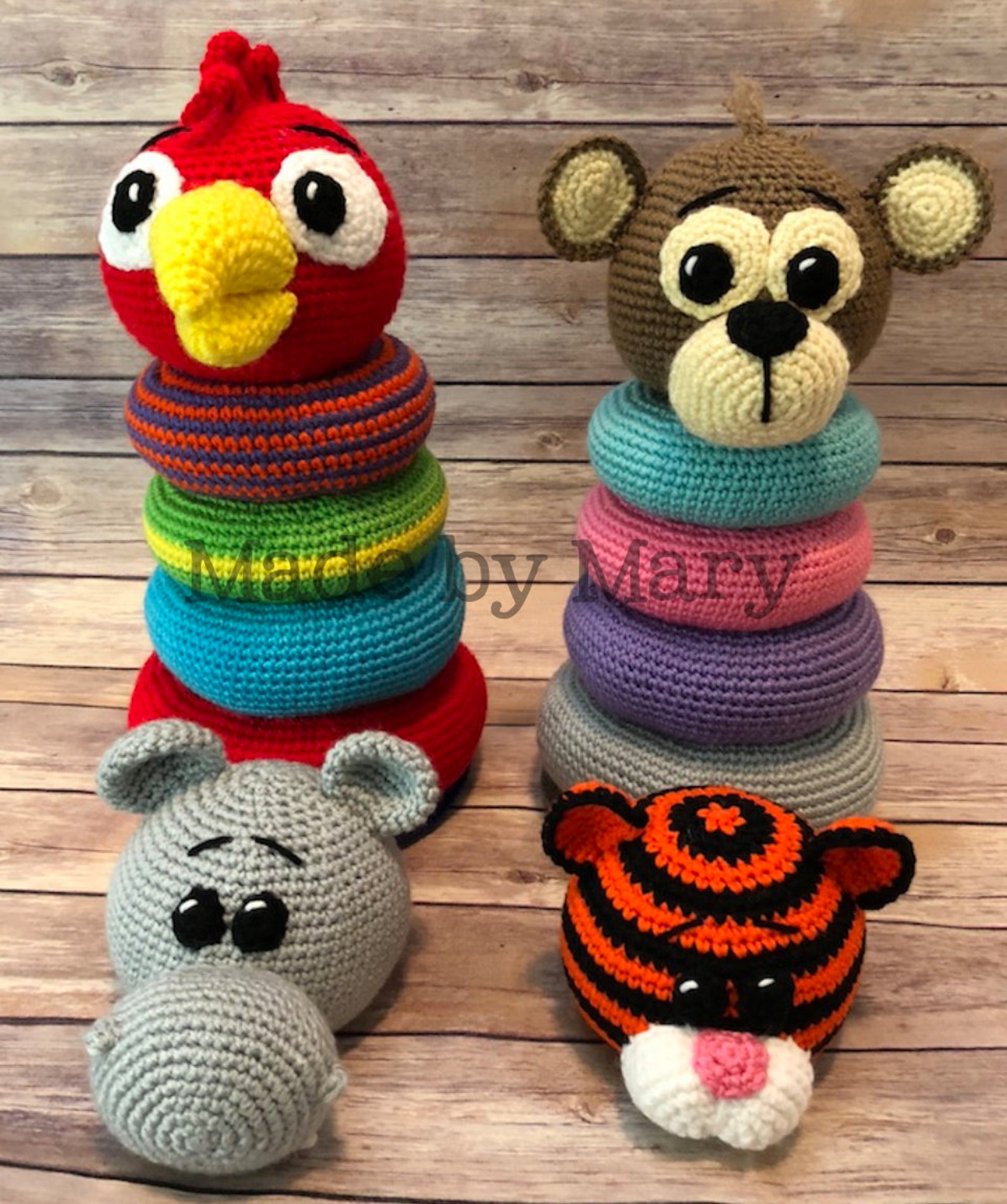PDF PATTERN: Ring Stacker Zoo Animals 2 crochet Pattern - Etsy