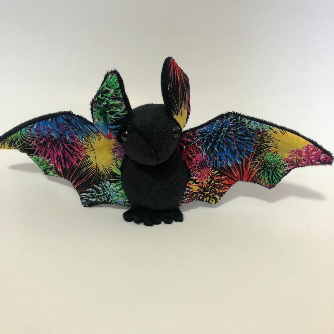 Black Fireworks Bat Plush, Stuffed Animal, Softie - Etsy