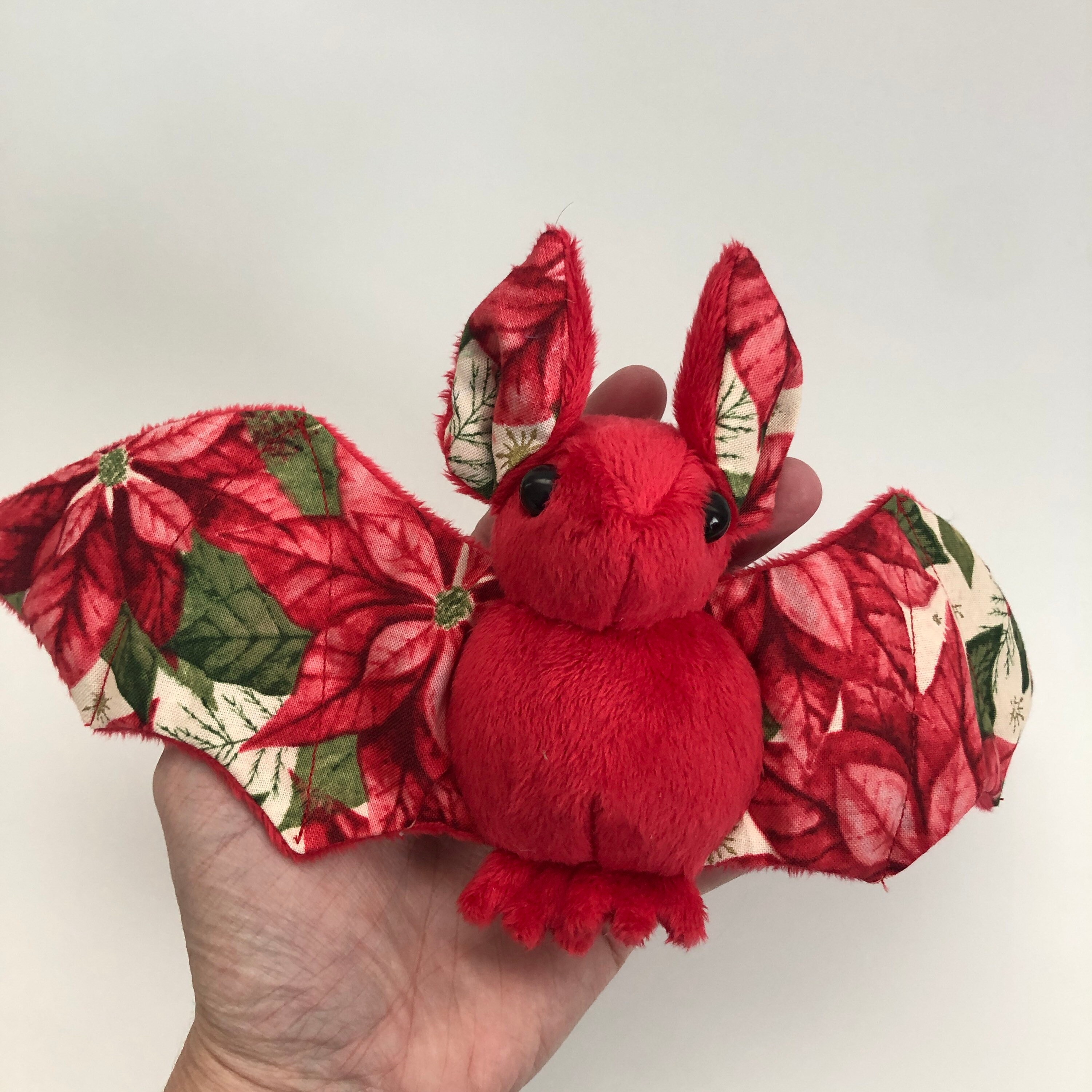 Poinsettia Red Bat Plush Stuffed Animal Softie - Etsy