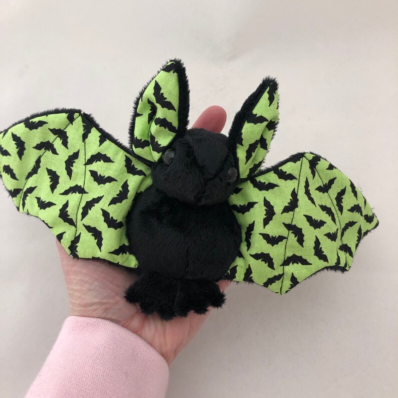Black Lime Green Bat Wing Bat Plush Stuffed Animal Softie | Etsy