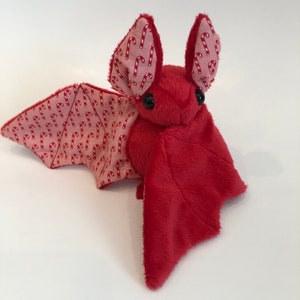 Red Candy Cane Bat Plush, Stuffed Animal, Softie - Etsy