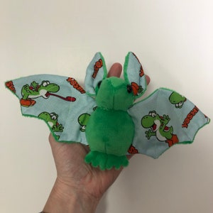 Green Yoshi Bat Plush, Stuffed Animal, Softie, Made From Licensed ...