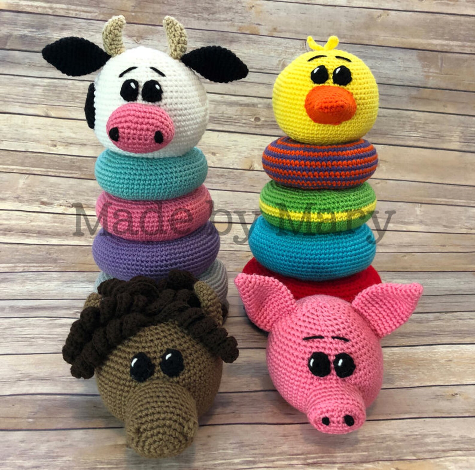 PDF PATTERN: Ring Stacker Farm Animals **crochet Pattern Only, Not ...