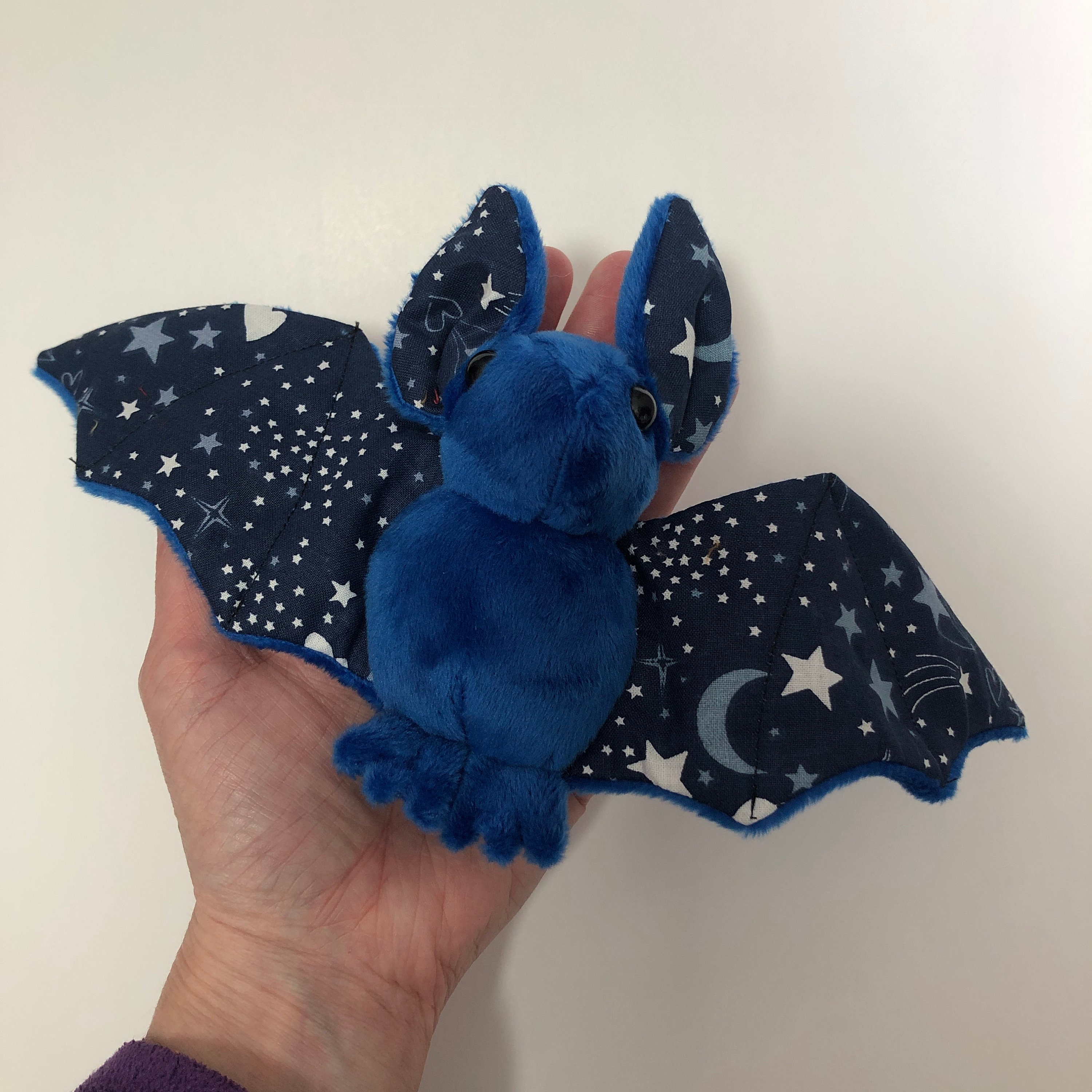 Blue Stars and Moon Bat Plush, Stuffed Animal, Softie - Etsy
