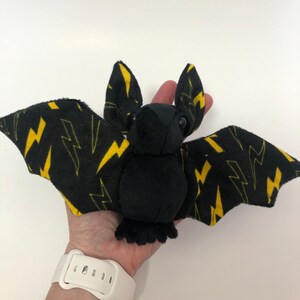 Black Lightning Bolt Bat Plush, Stuffed Animal, Softie - Etsy