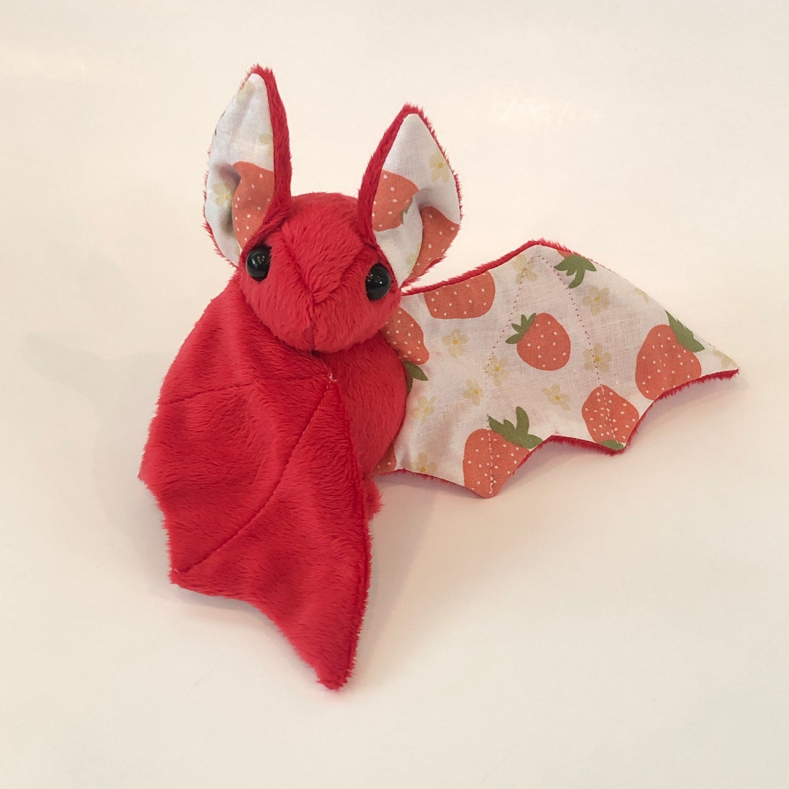 Red Strawberry on White Bat Plush Stuffed Animal Softie - Etsy