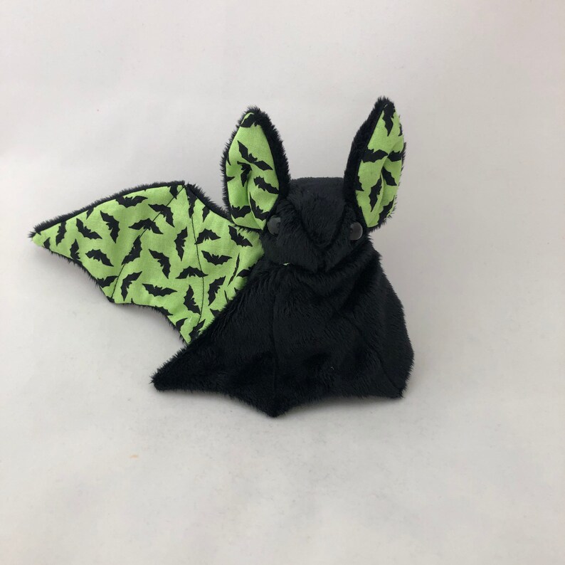 Black Lime Green Bat Wing Bat Plush Stuffed Animal Softie | Etsy
