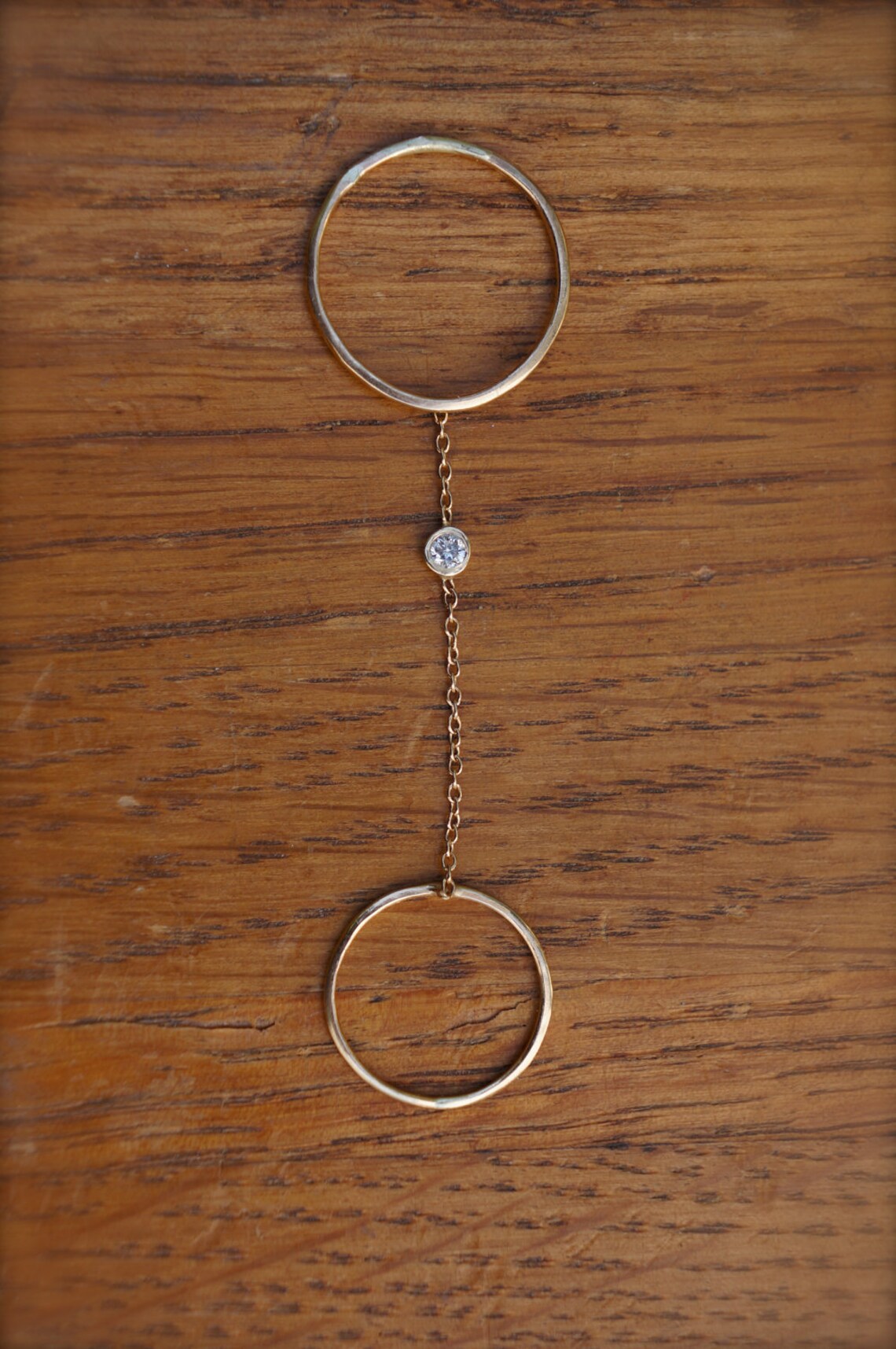 14K Gold Tandem Ring With Diamond - Etsy