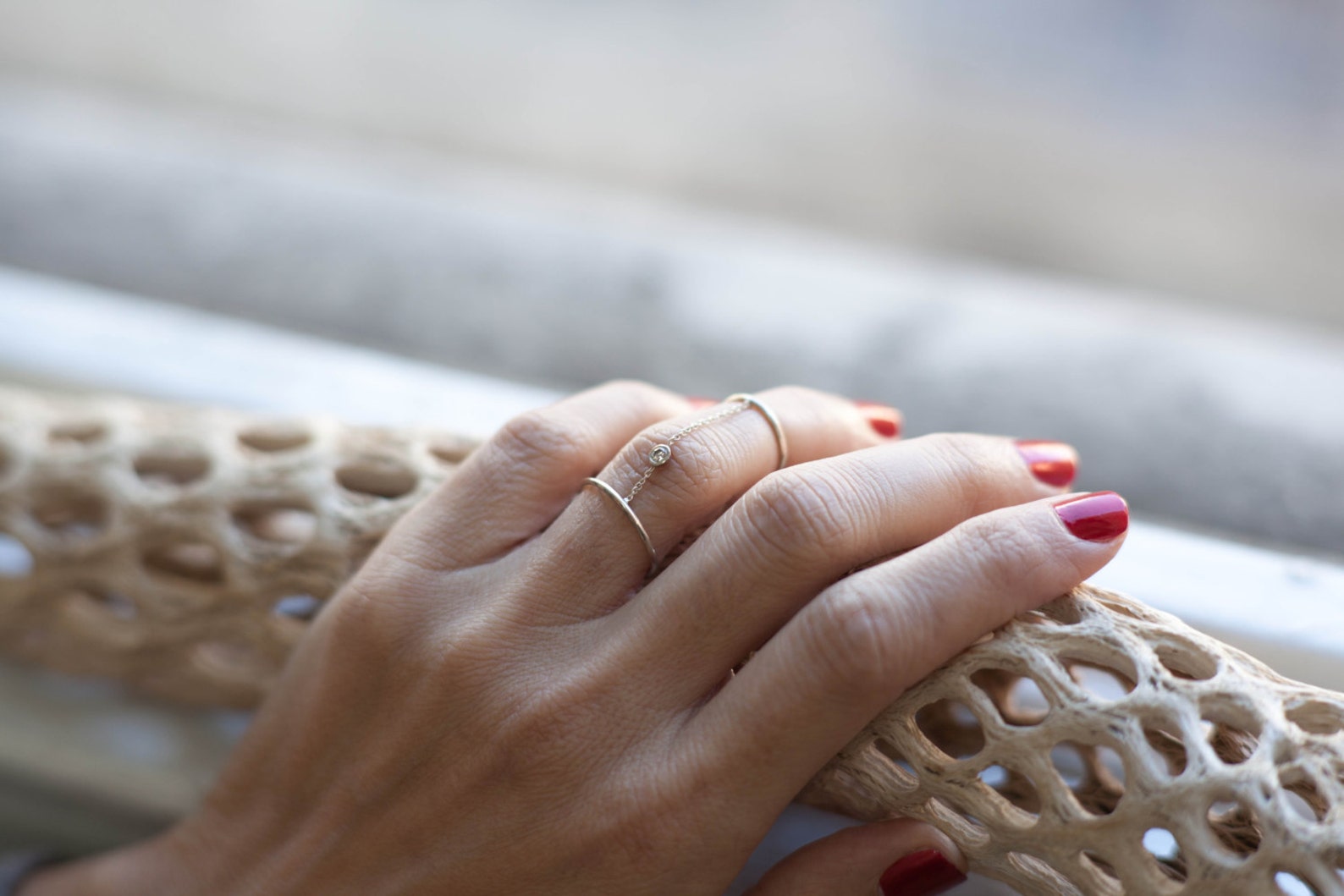 Sterling Silver Tandem Ring With Diamond - Etsy
