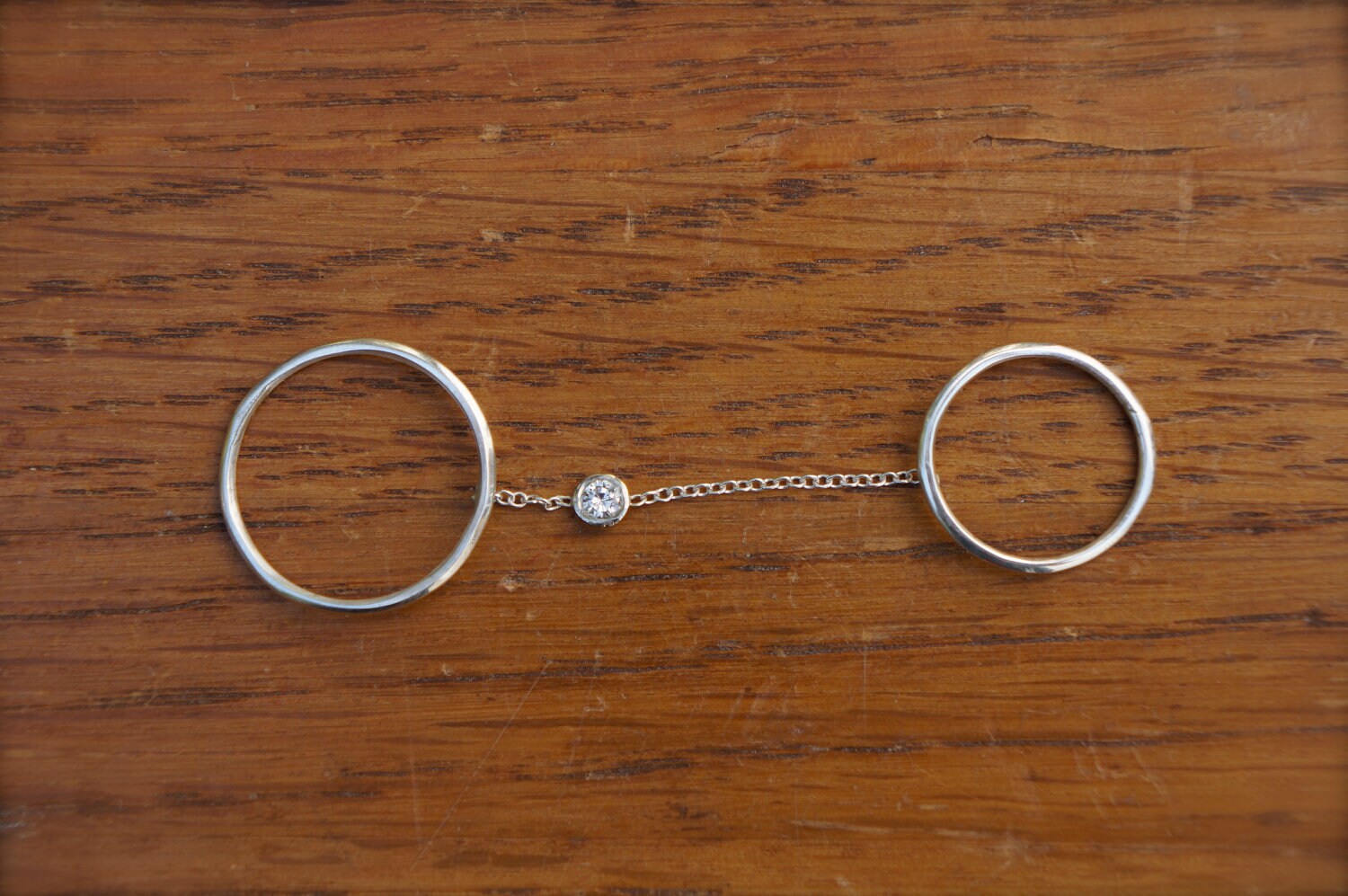 Sterling Silver Tandem Ring With Diamond - Etsy