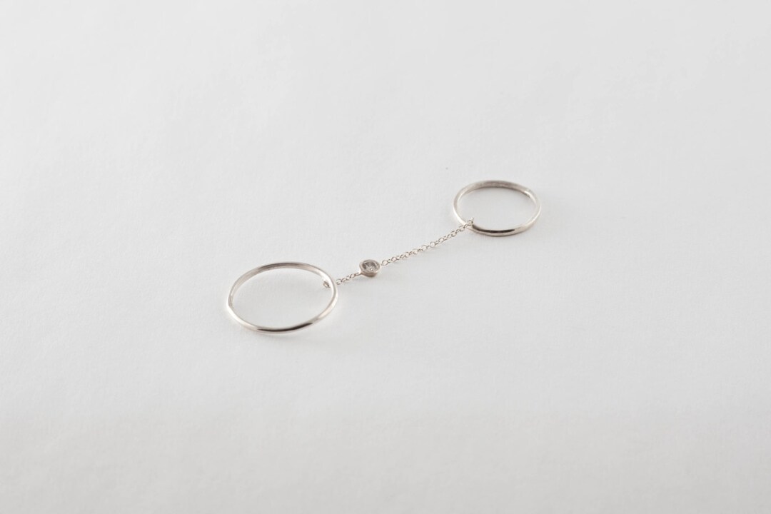 Sterling Silver Tandem Ring With Diamond - Etsy