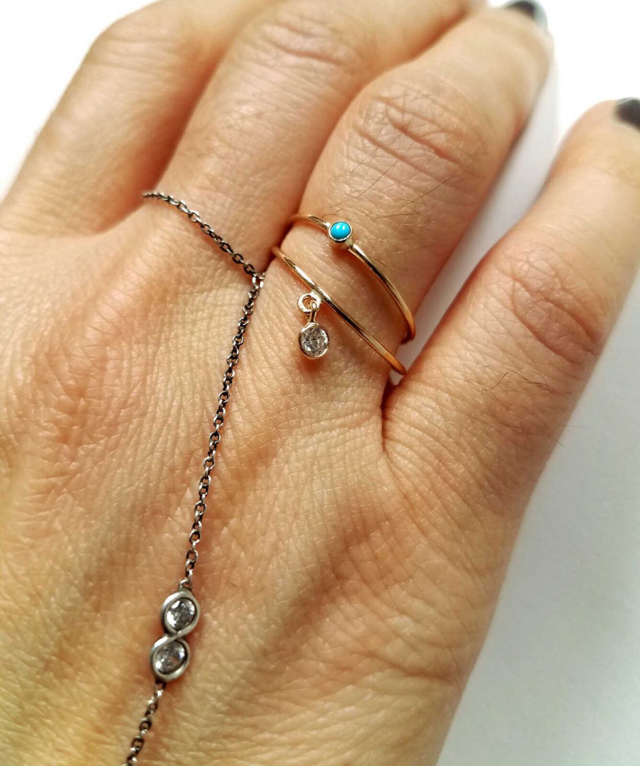 Diamond Dangle Ring - Etsy