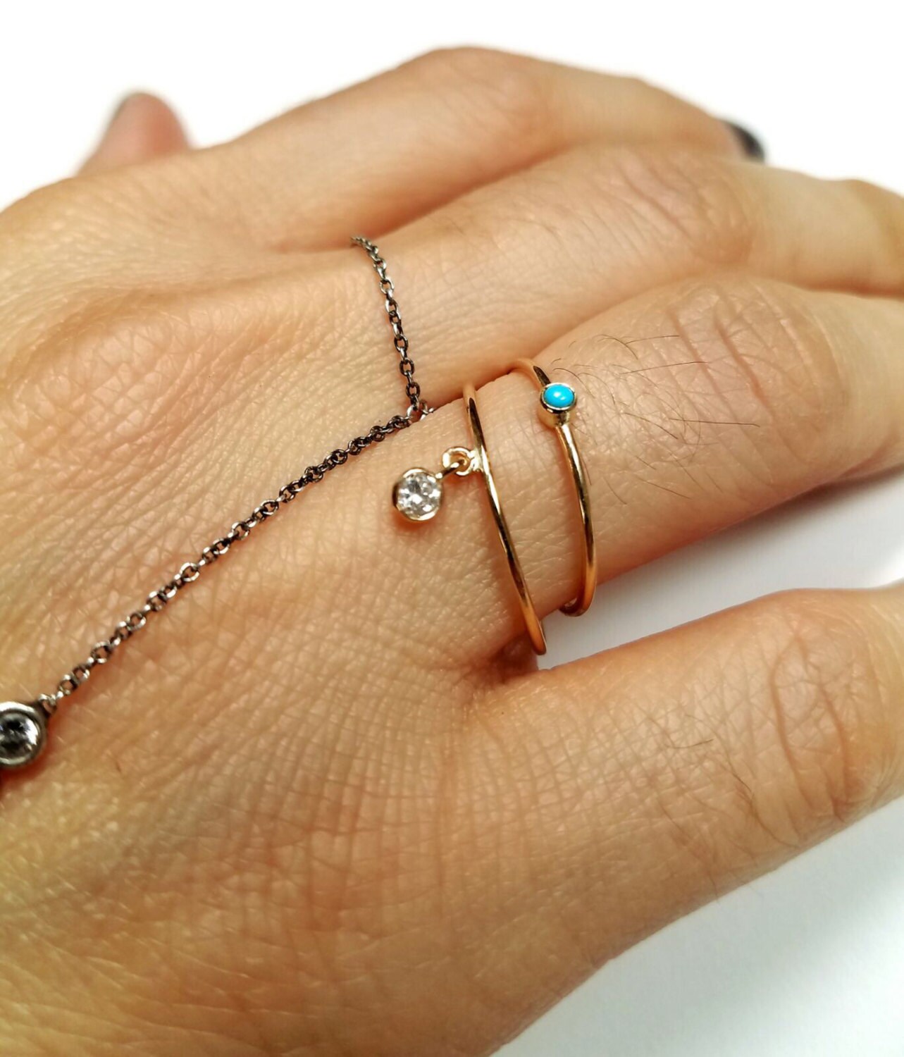 Diamond Dangle Ring - Etsy