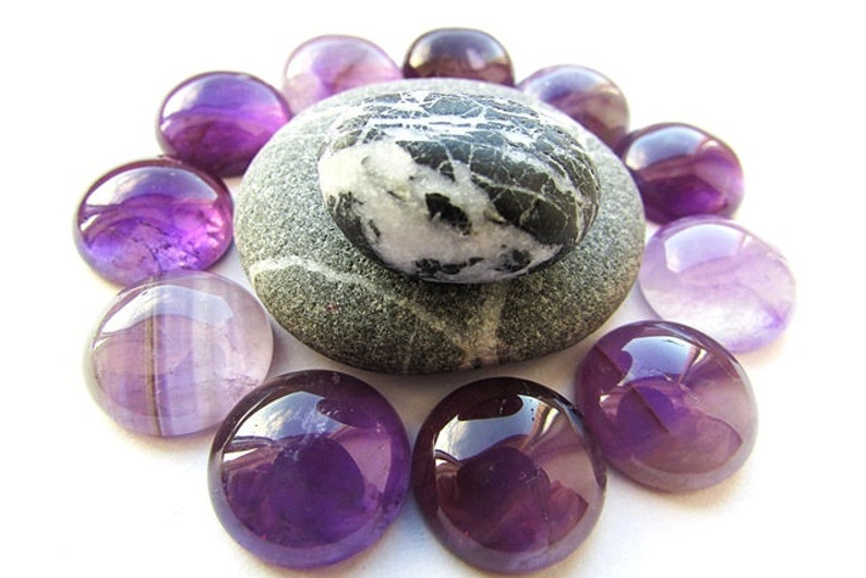 Natural Amethyst Cabochons 14mm Purple Gemstone Cabochon Round - Etsy ...