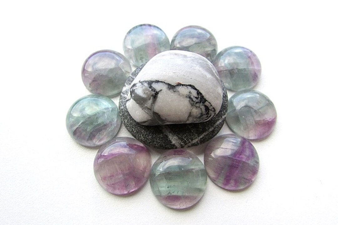 Natural Fluorite Cabochon Fluorite Gemstone 18mm Rainbow Fluorite Stone ...