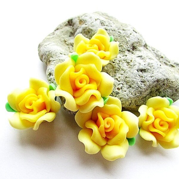Polymer Clay Rose Flower Beads - Etsy