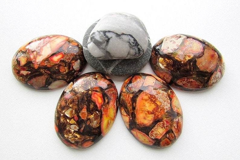 Sea Sediment Jasper Cabochon Orange Jasper Copper Bornite | Etsy