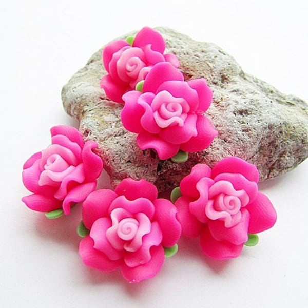 Polymer Clay Rose Flower Beads - Etsy