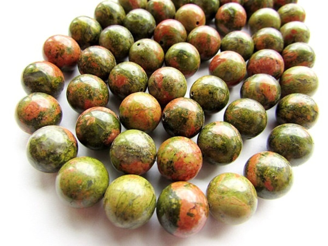 Natural Unakite Beads 10mm Green Pink Unakite Stone Beads Gemstone ...