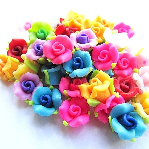 Polymer Clay Rose Flower Beads - Etsy