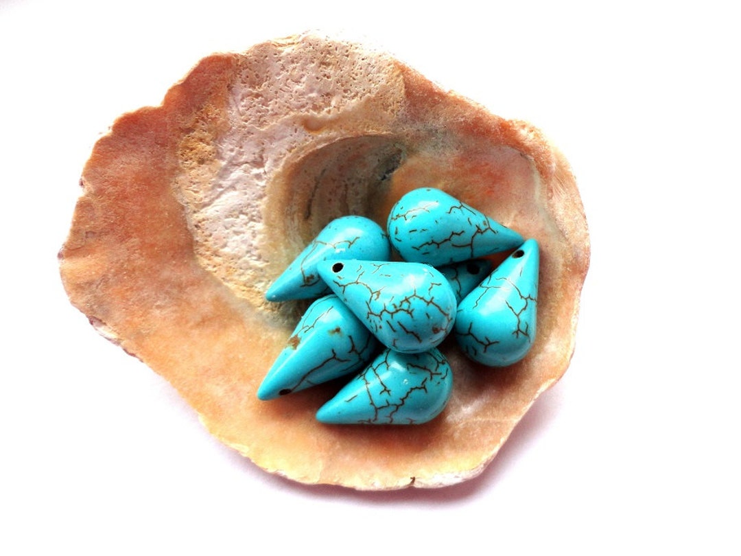 Turchese Howlite Perline Teardrop Blue Beads Blu Verde Turchese Drop ...